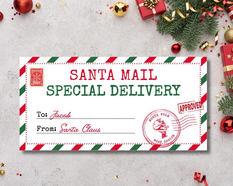 From Santa Gift Tags, Printable Christmas Tags, Editable Santa Mail ...