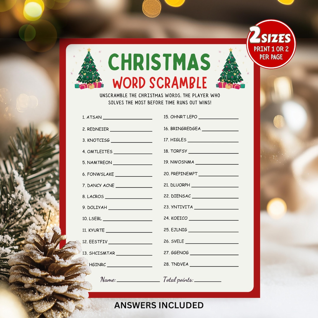 Christmas Word Scramble Game Printable | Fun Holiday Party Activity ...