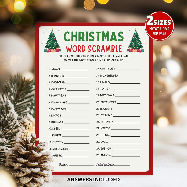 Christmas Word Scramble Game Printable | Fun Holiday Party Activity ...