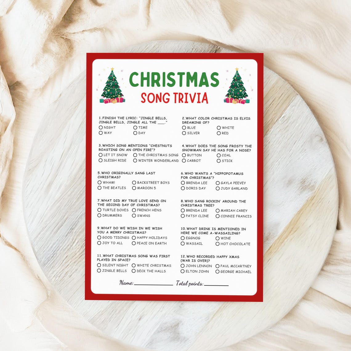 Christmas Song Trivia Game | Holiday Carol Quote Quiz | Printable ...