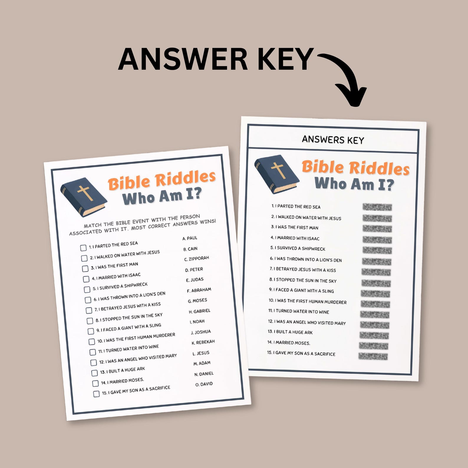 Bible Games & Riddles Printable | “who Am I?” Quiz for Kids, Teens ...