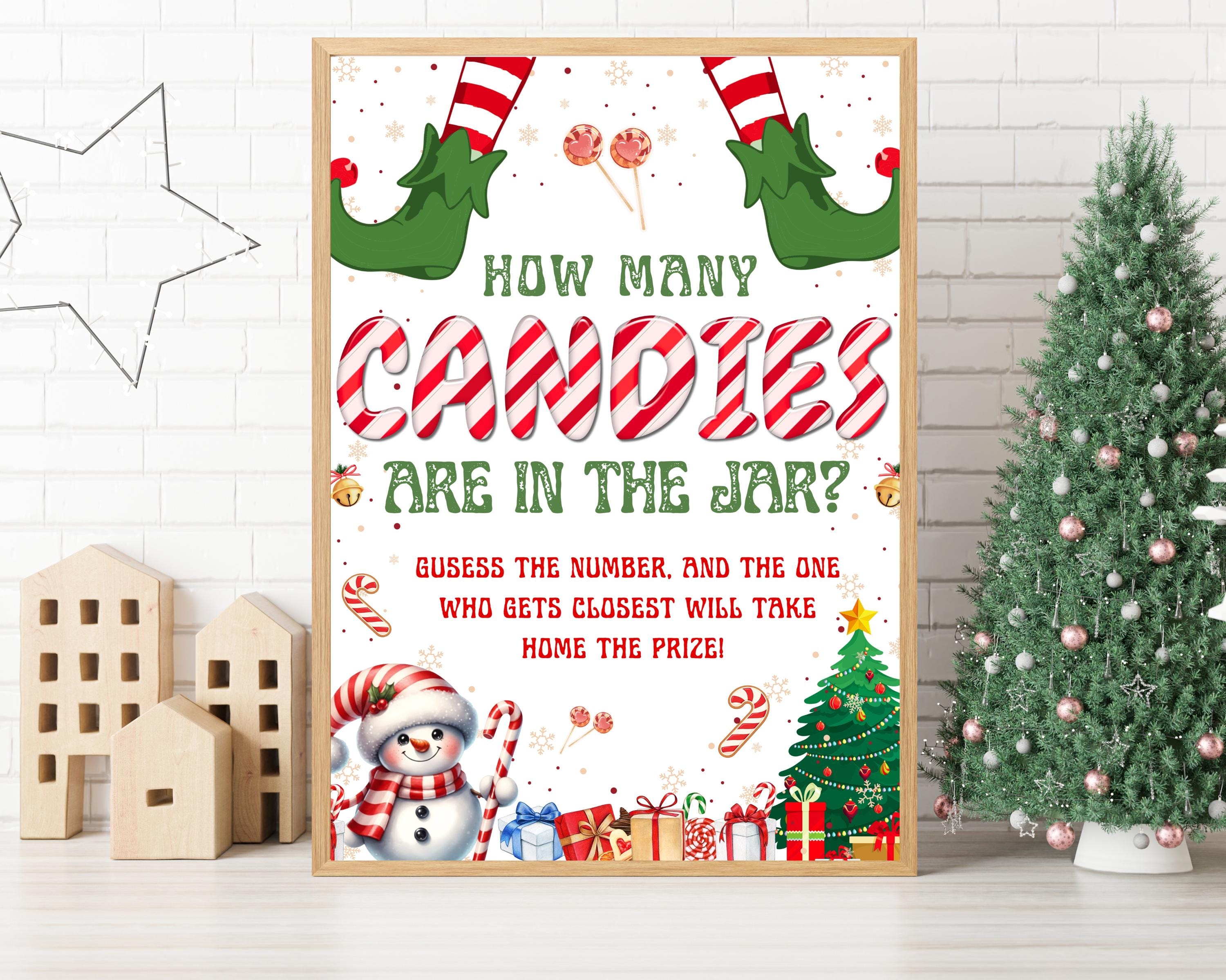 Printable Christmas Candy Guessing Game, Guess How Many Candies Sign ...