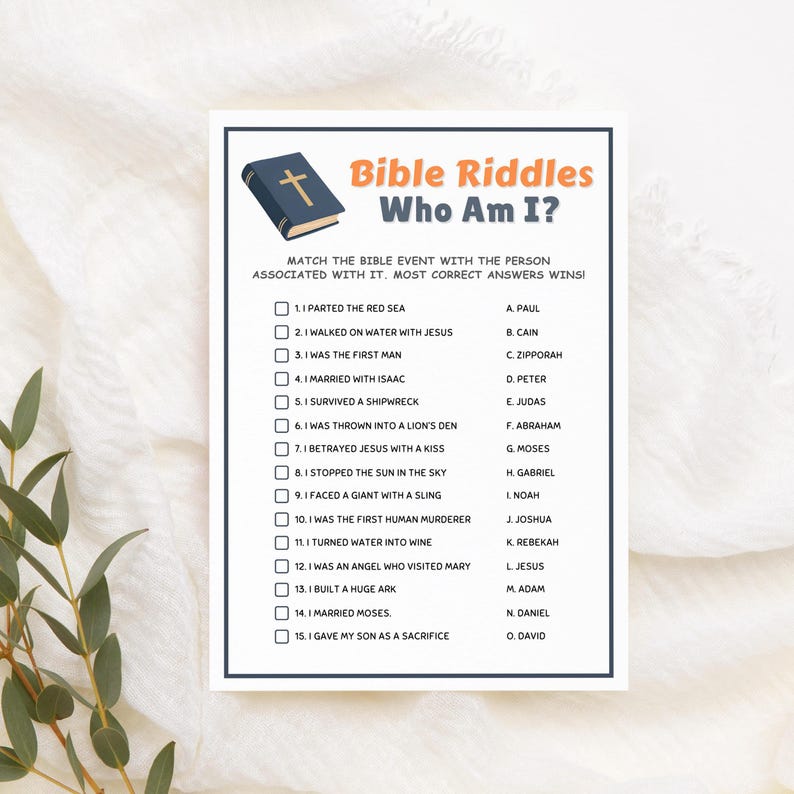 Bible Games & Riddles Printable | “who Am I?” Quiz for Kids, Teens ...