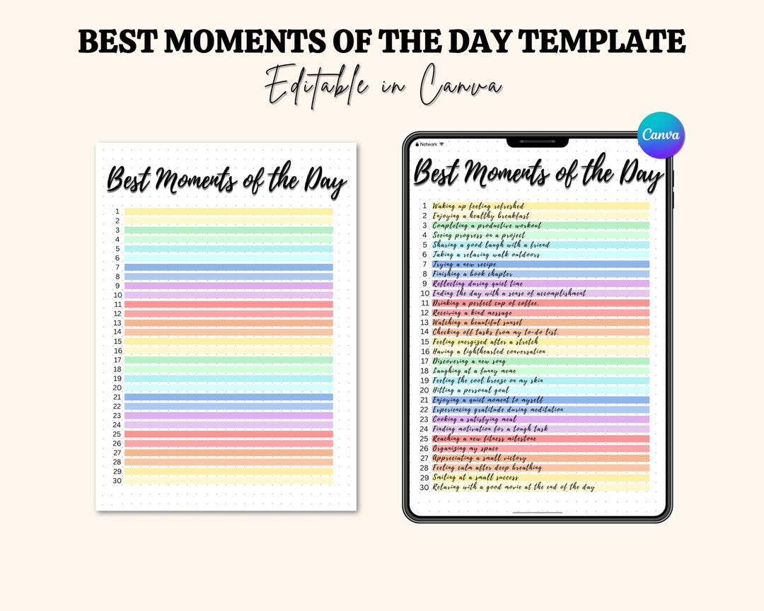 Highlight of the Day Tracker Printable Journal Page for Memories ...