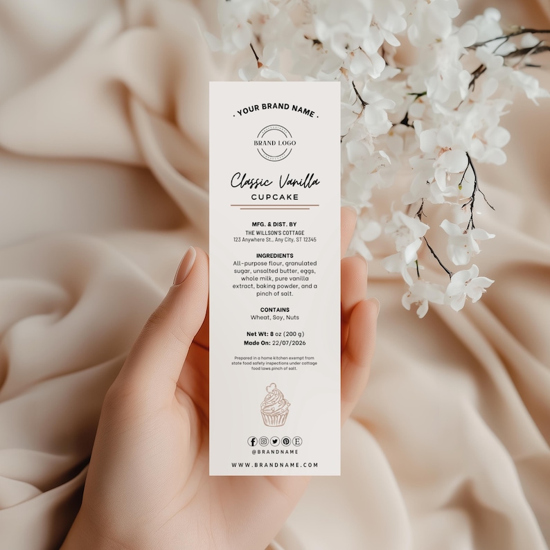 Mini Cake Tin Label Template | Editable Bakery Sticker | Printable Mini ...