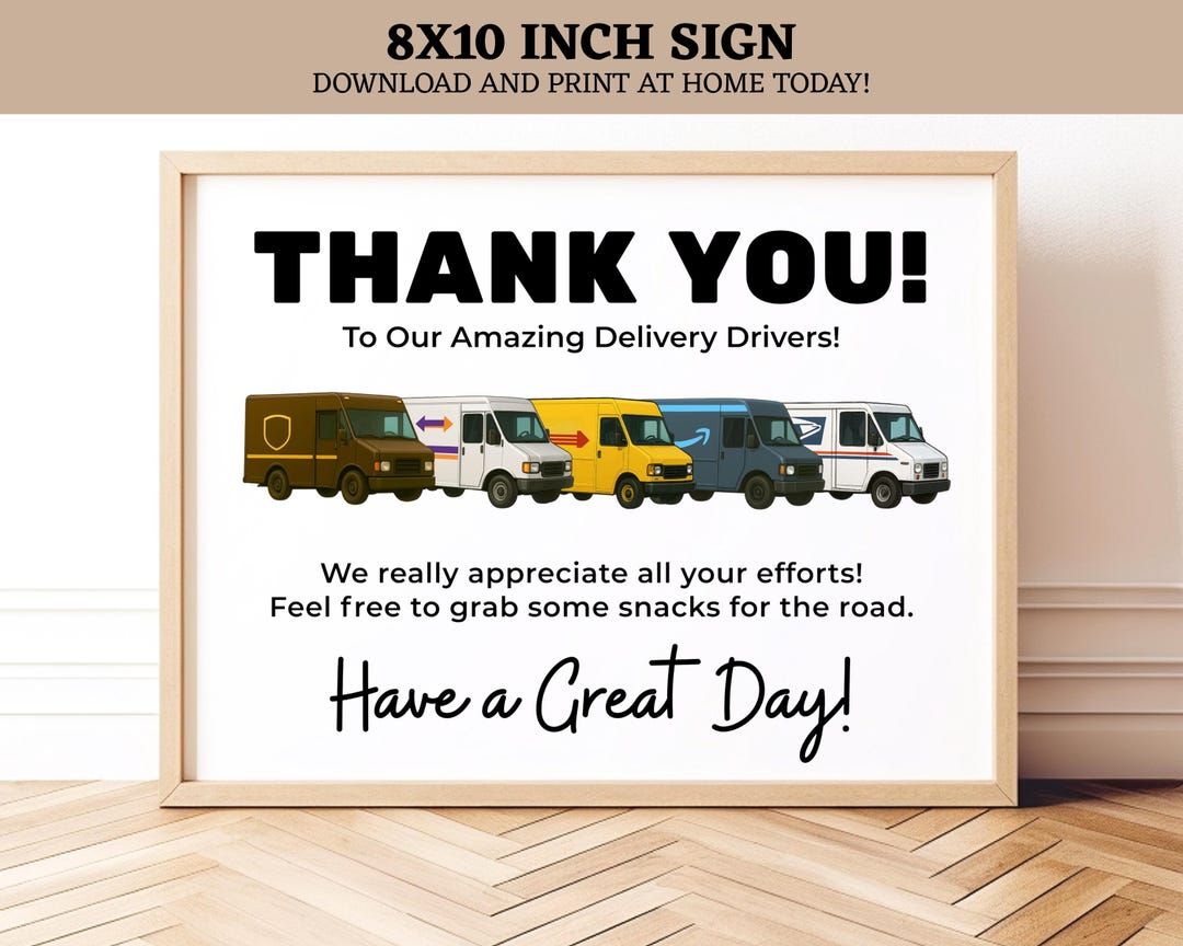 Delivery Driver Thank You Sign – 8x10 Snack Sign Printable – Take a ...