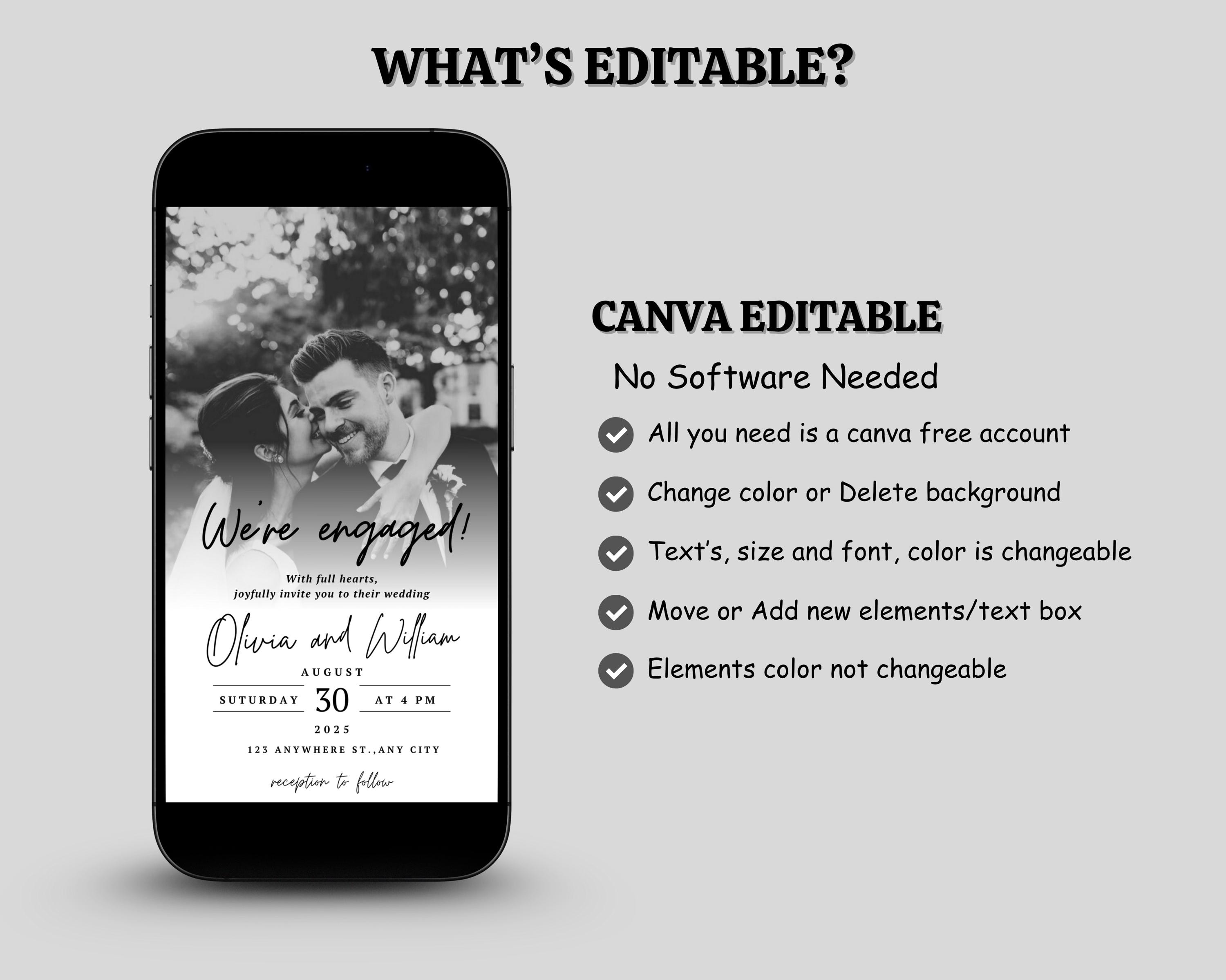 Editable Digital Engagement Party Invitation Template – Customizable ...