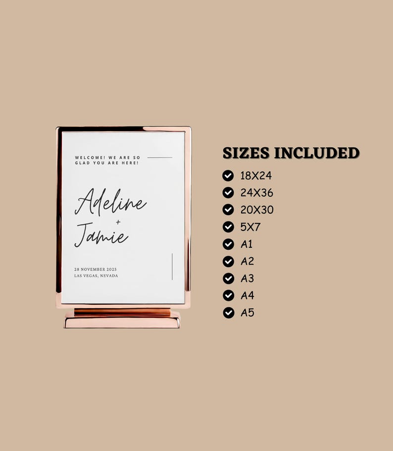 Editable Modern Wedding Welcome Sign – Minimalist “we’re so Glad You’re ...