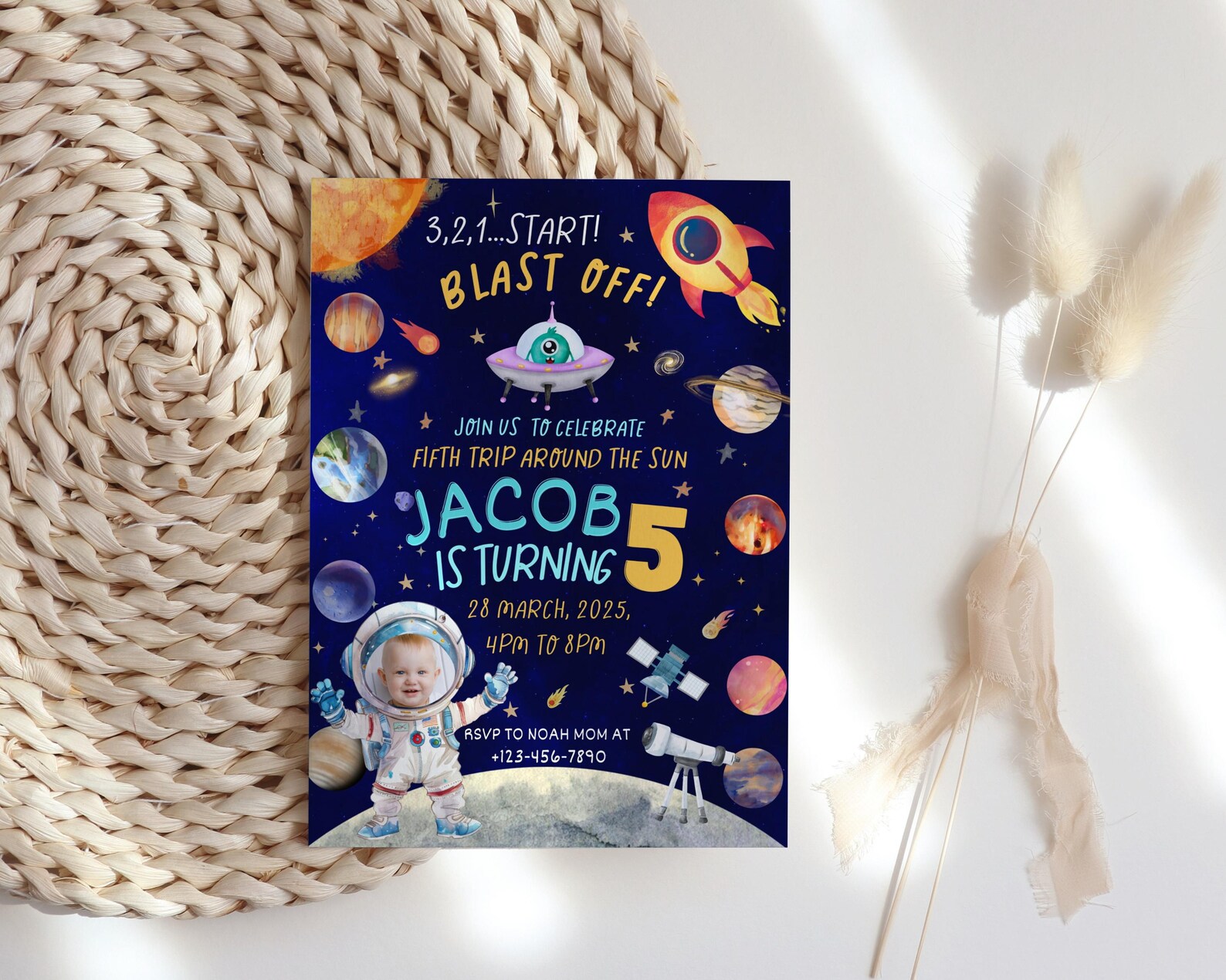 Outer Space Birthday Invitation Template | Editable Galaxy Blast off ...