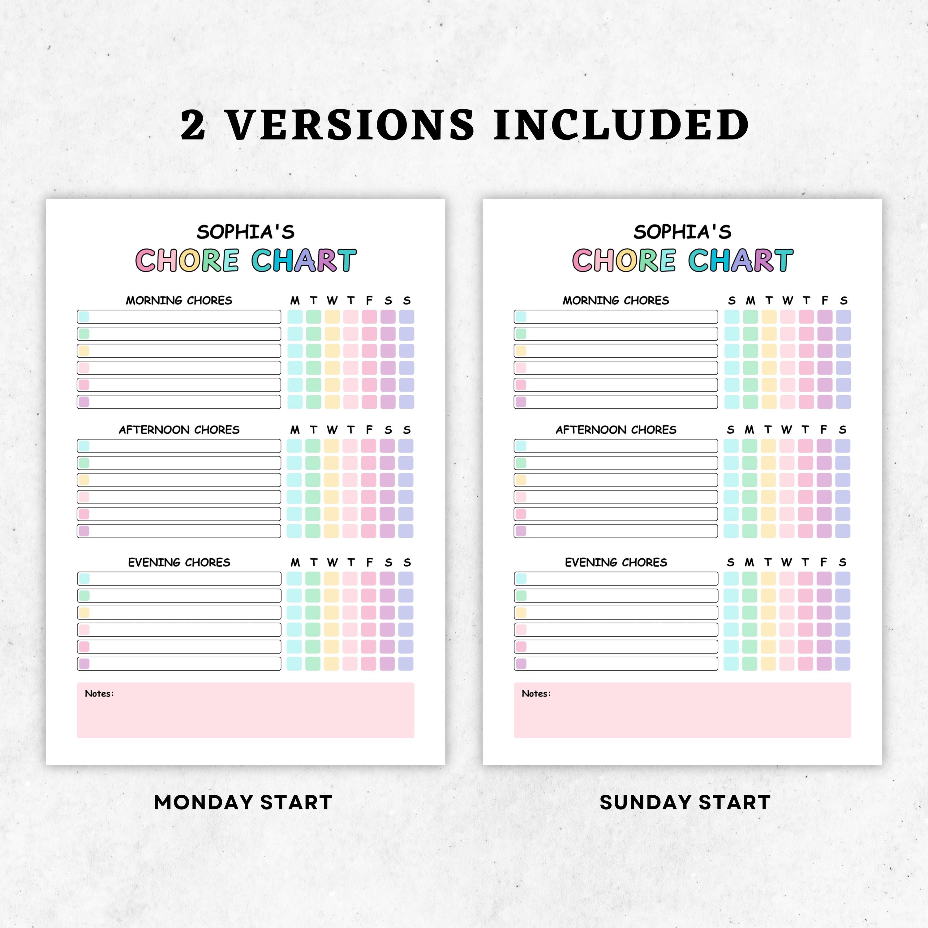 Editable Chore Chart for Kids | Printable Daily Weekly Responsibility ...