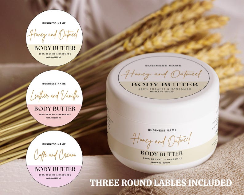 Body Butter Jar Label Template, Body Product Skincare Label , Printable ...
