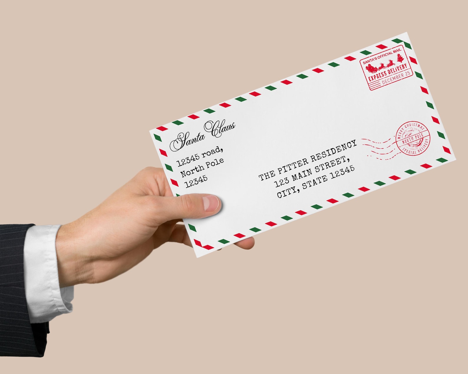 Editable Letter From Santa Envelope Template | Printable North Pole ...