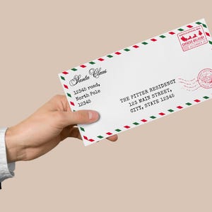 Editable Letter From Santa Envelope Template | Printable North Pole ...