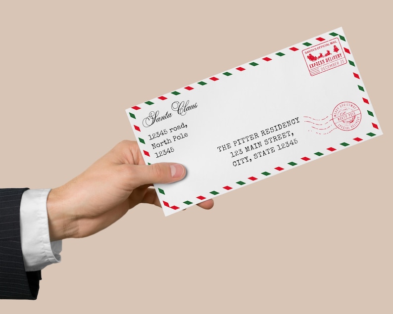Editable Letter From Santa Envelope Template | Printable North Pole ...