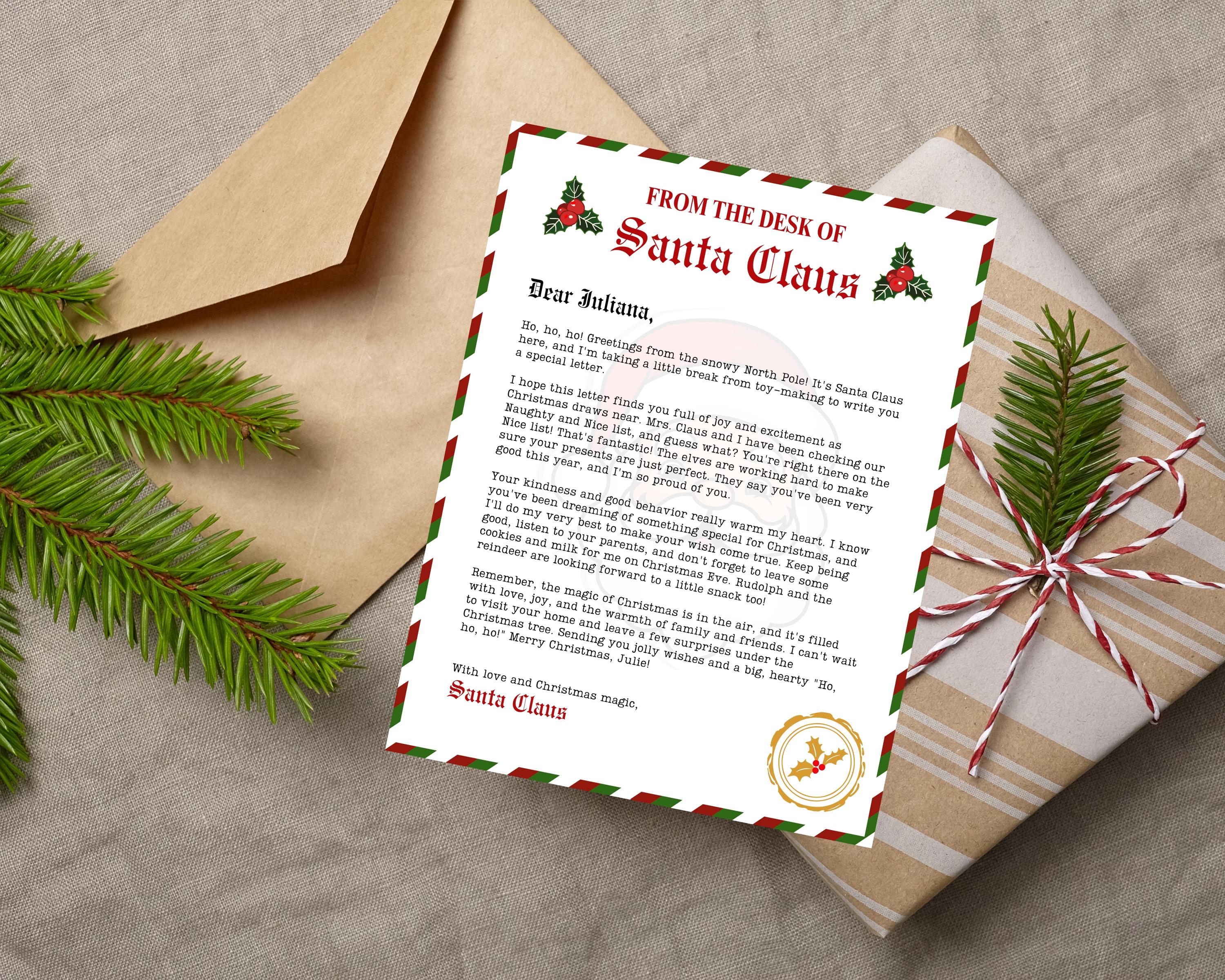 Editable Letter From Santa Printable Personalized Christmas Santa ...