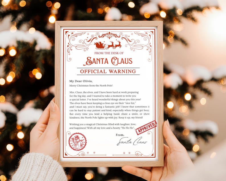 Editable Santa Warning Letter Template | Personalized Naughty List ...
