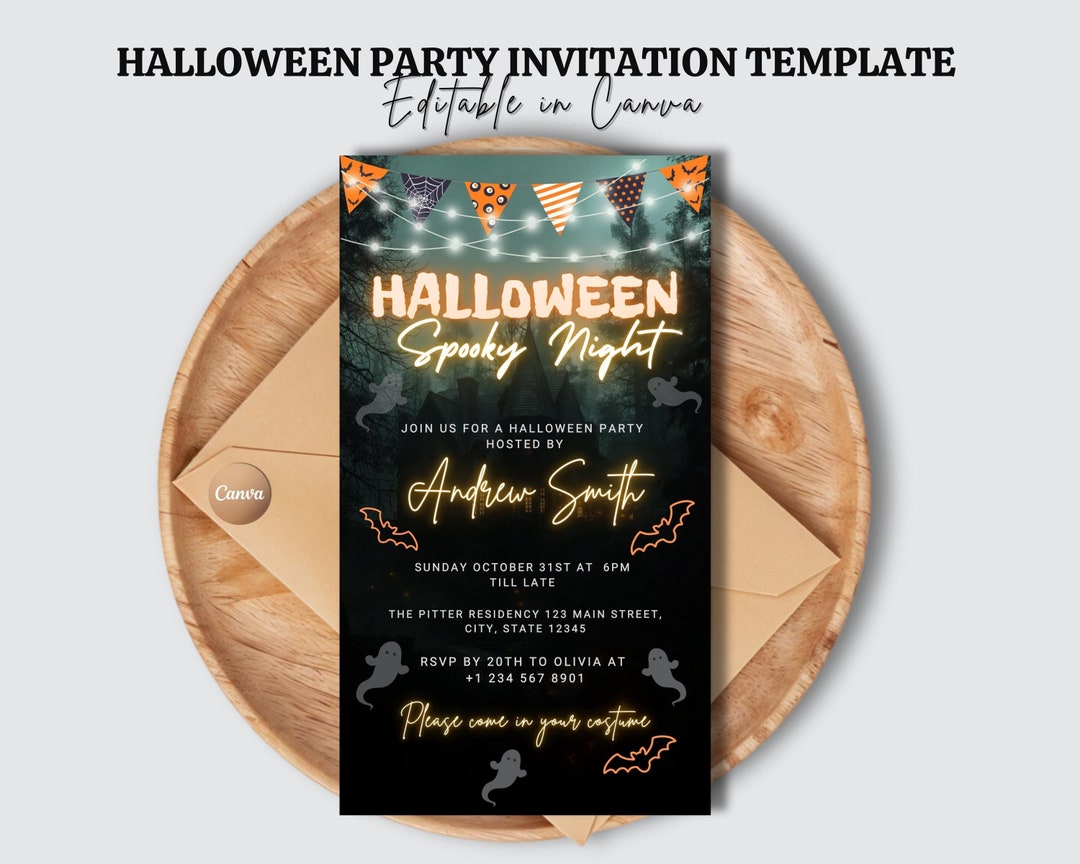 Editable Digital Halloween Party Invitation – Boo Bash Invite for Adult ...
