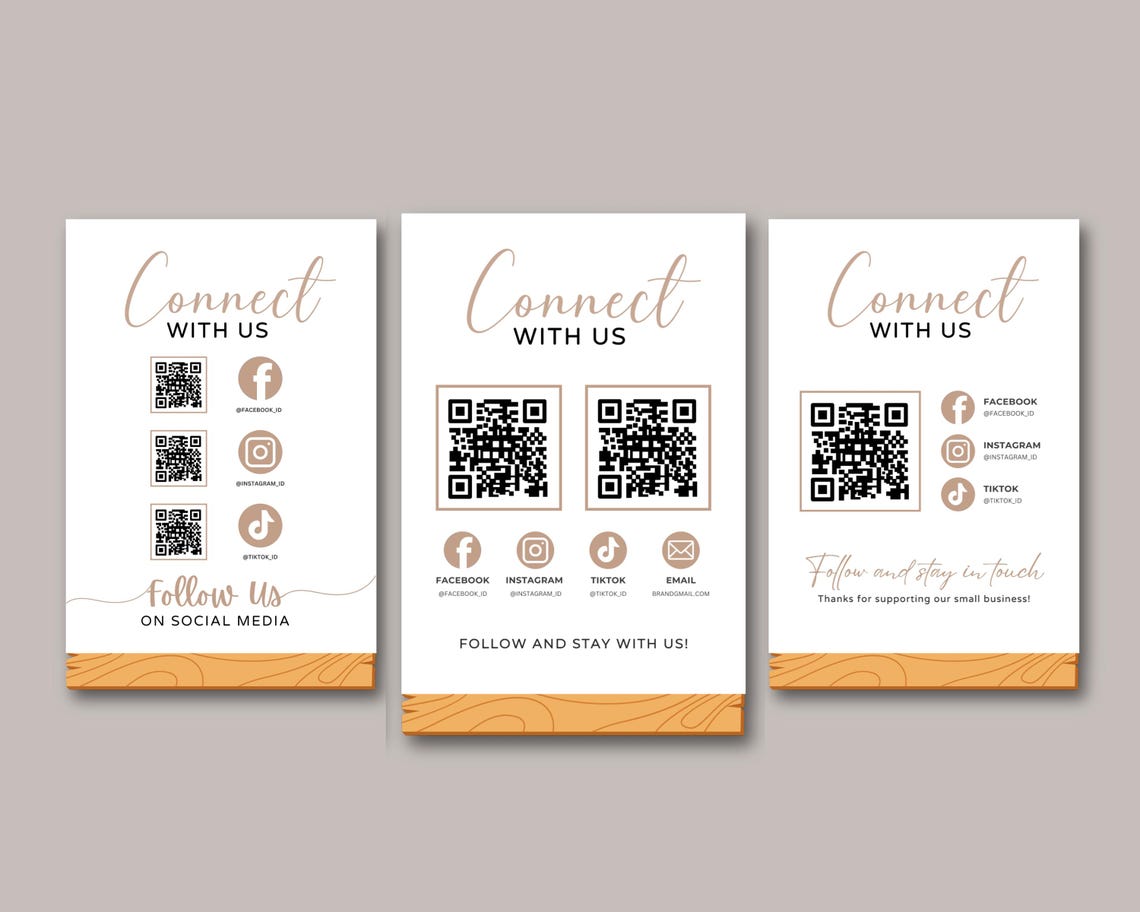 Connect With Us Sign Template | Social Media QR Code Sign | Follow Us ...