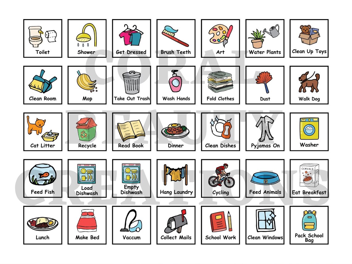 Kids Daily Responsibilities Chart, Printable Daily Routine, Chore Chart ...