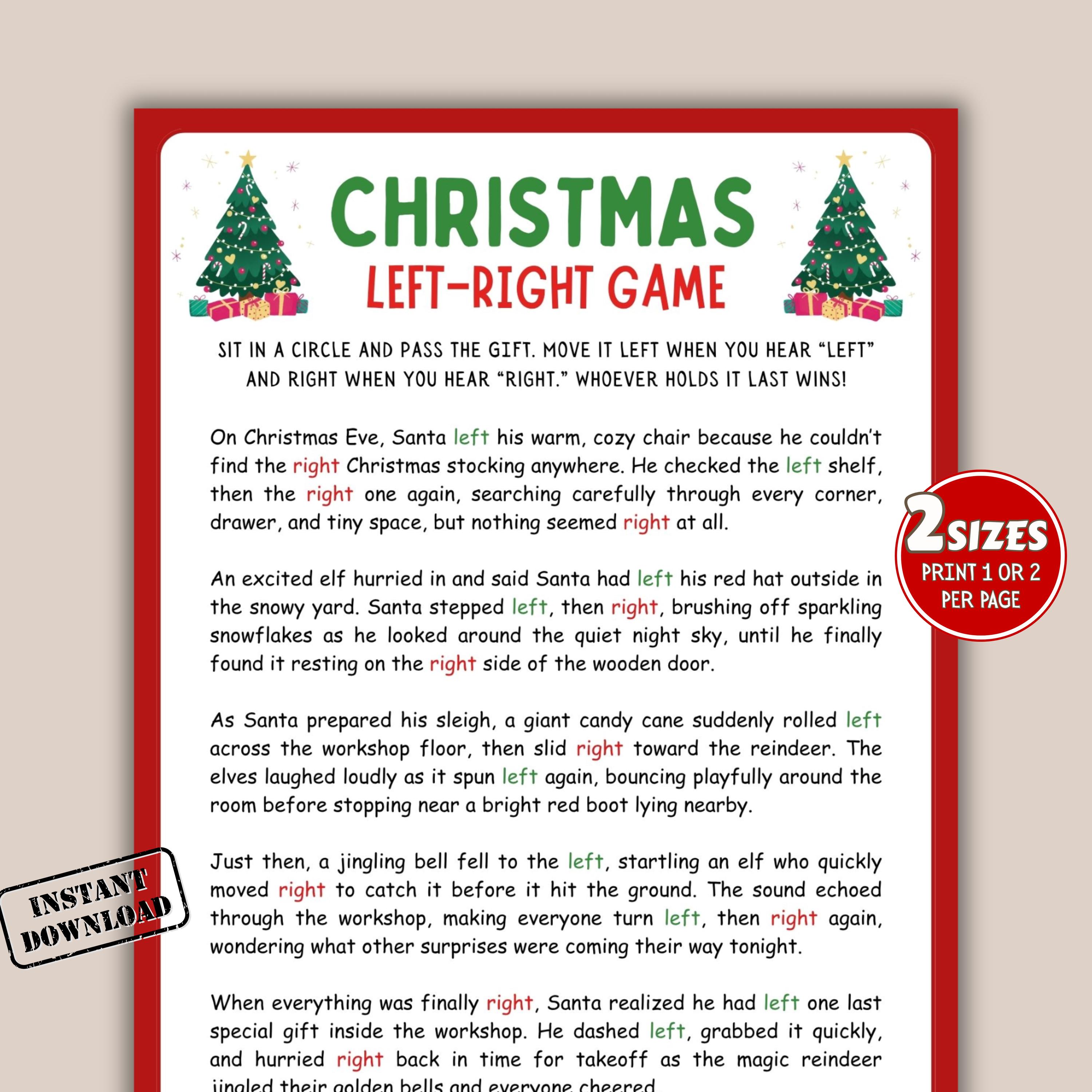 Christmas Left Right Game Printable, Holiday Party Activity (PDF) - Etsy