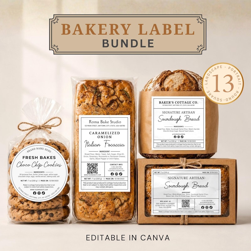 Bakery Stickers Editable - Etsy UK