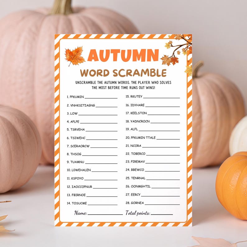 Fall Word Scramble Game | Printable Autumn Activity | Fun Word Puzzle ...