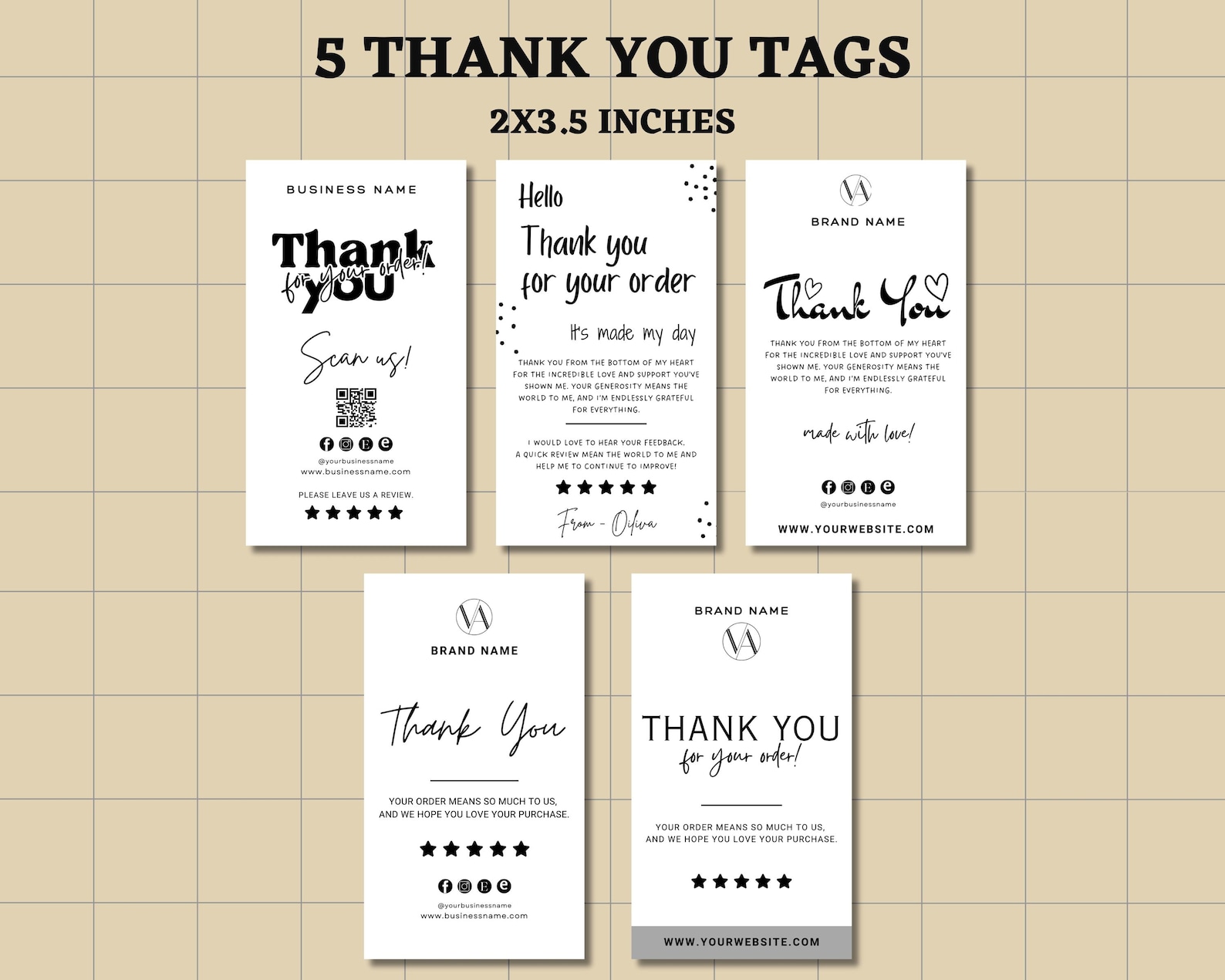 Editable Hang Tag Bundle | Custom Price Tag Template With Washing ...