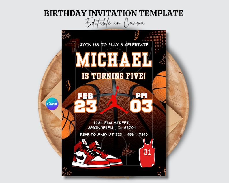 Basketball Birthday Party Invitation | Sports-themed Invite for Boys ...