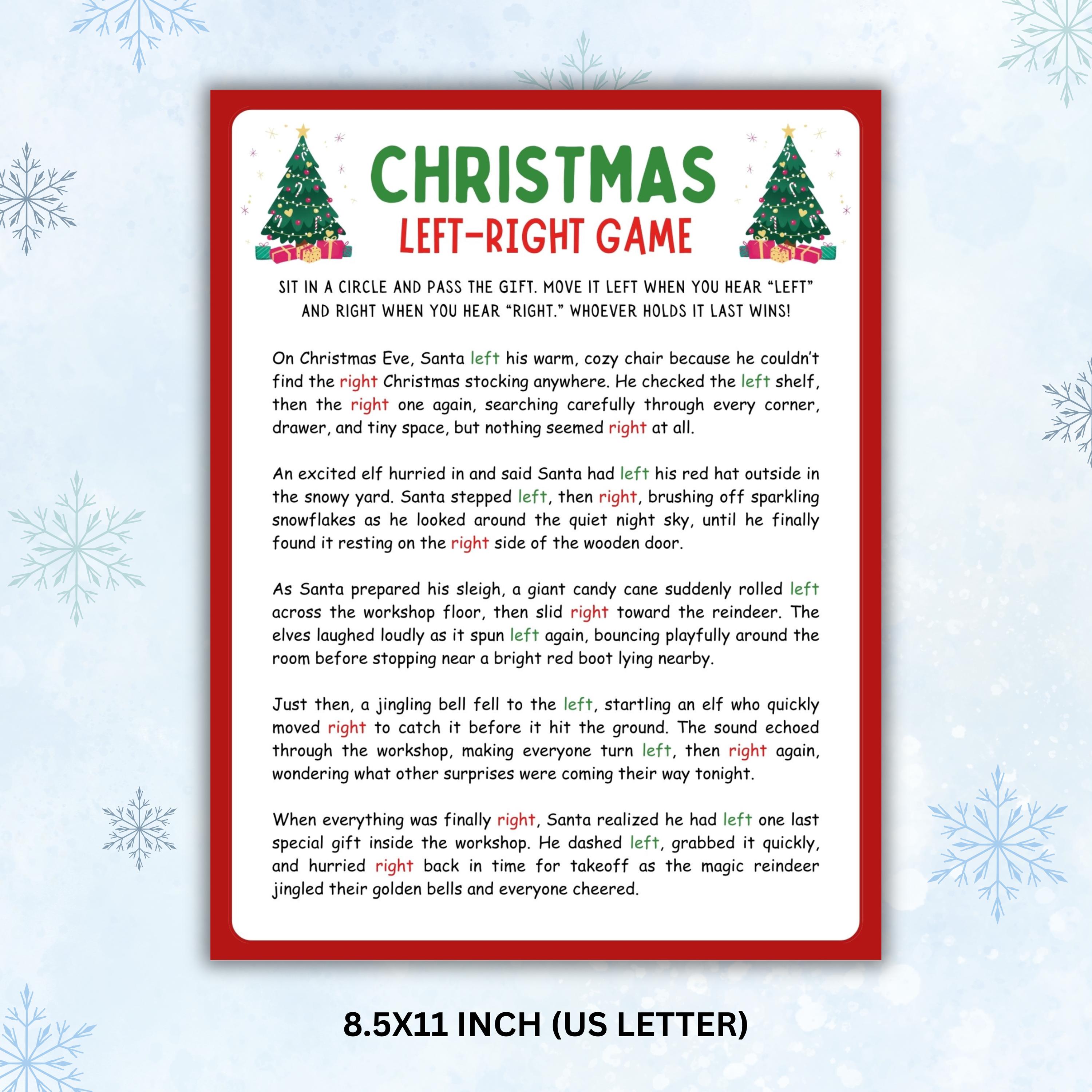 Christmas Left Right Game Printable, Holiday Party Activity (PDF) - Etsy