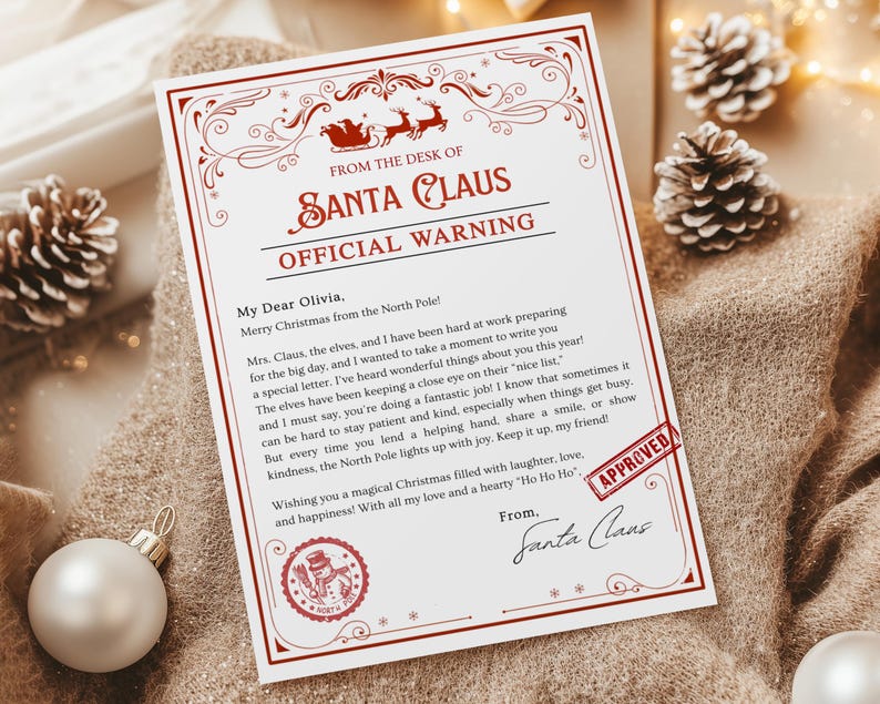Editable Santa Warning Letter Template | Personalized Naughty List ...