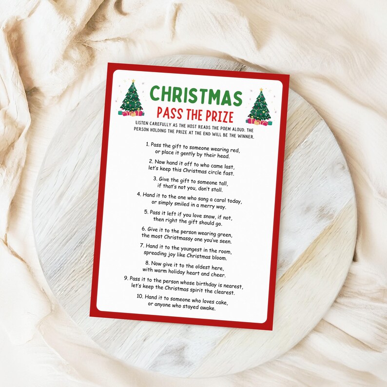 Christmas Pass the Present Game Printable, Pass the Prize Left Right ...
