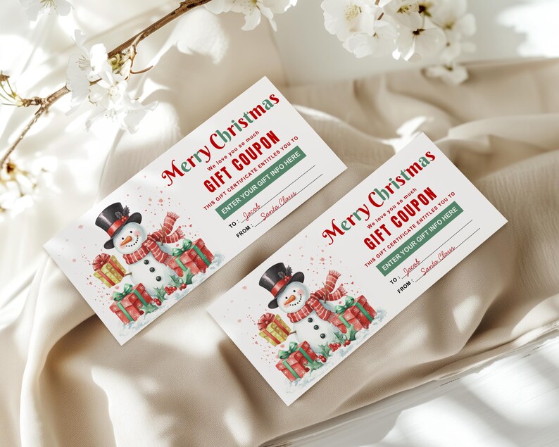 Editable Christmas Gift Certificate Template | Printable Holiday Gift ...