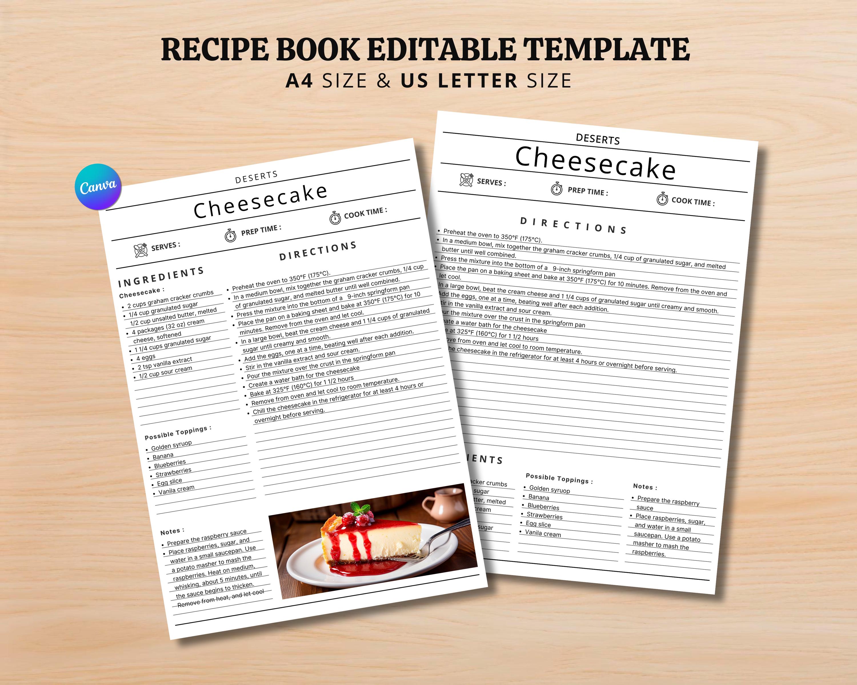Editable Recipe Book Template, Minimal Farmhouse Design (digital ...