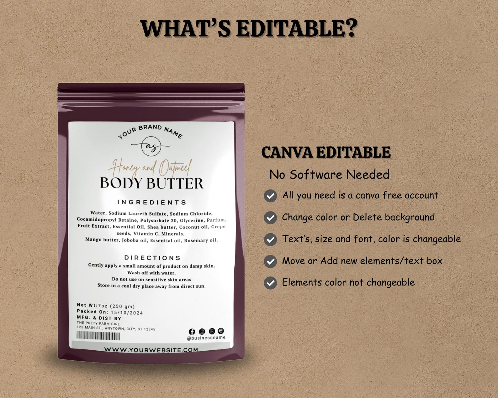 Custom Ingredient Label Template | Personalized Product Packaging ...