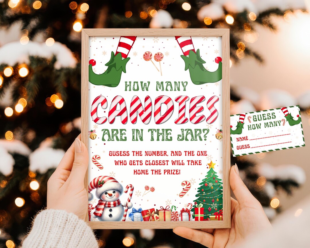Printable Christmas Candy Guessing Game, Guess How Many Candies Sign ...