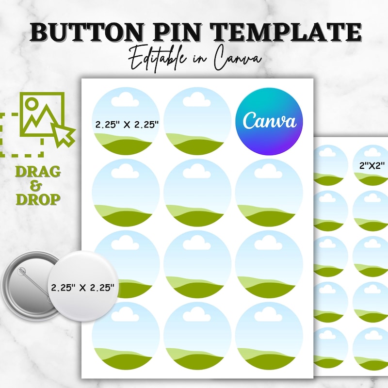 2.25 Inch Button Template - Etsy