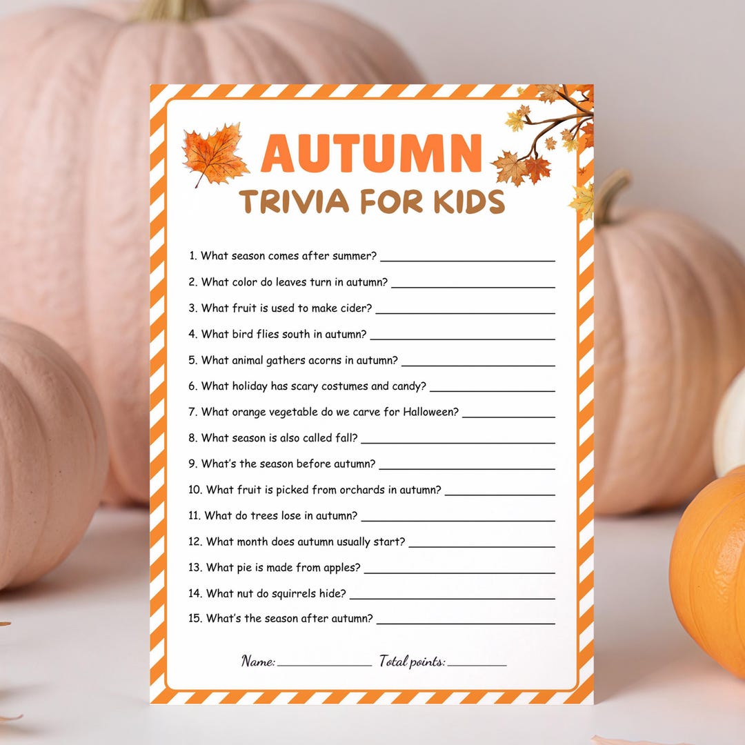Fall Trivia Game | Autumn Quiz for Kids & Adults (instant Download) - Etsy