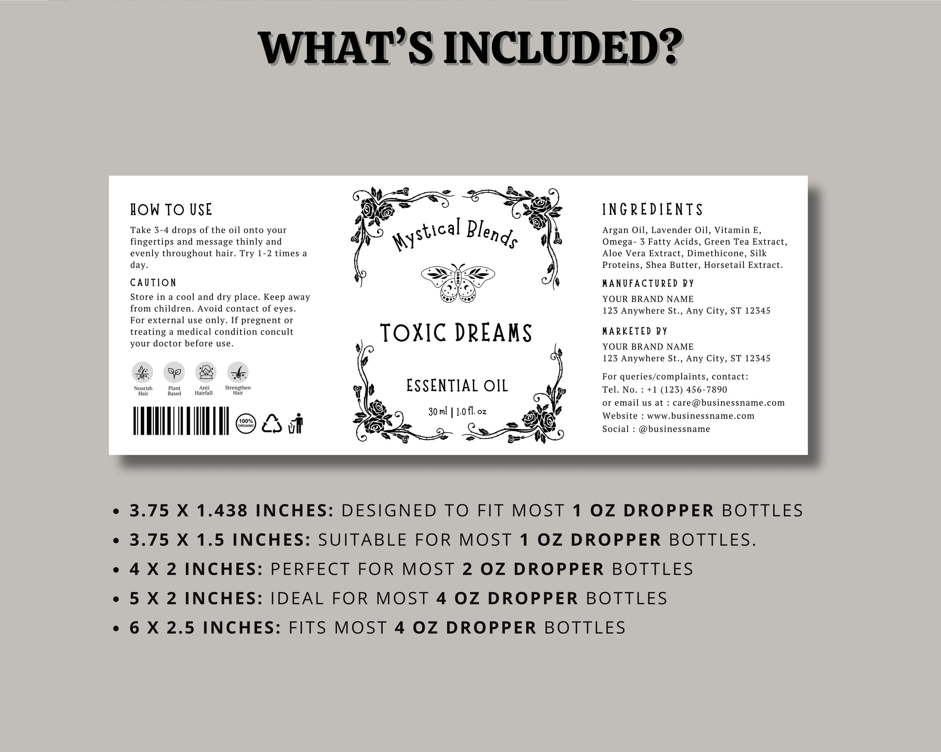 Minimal Dropper Bottle Label Template | Tincture, Essential Oil, and ...
