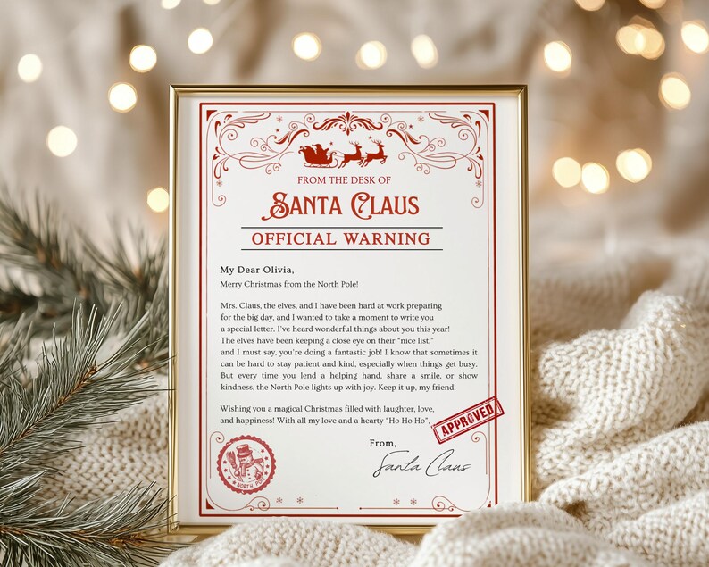 Editable Santa Warning Letter Template | Personalized Naughty List ...