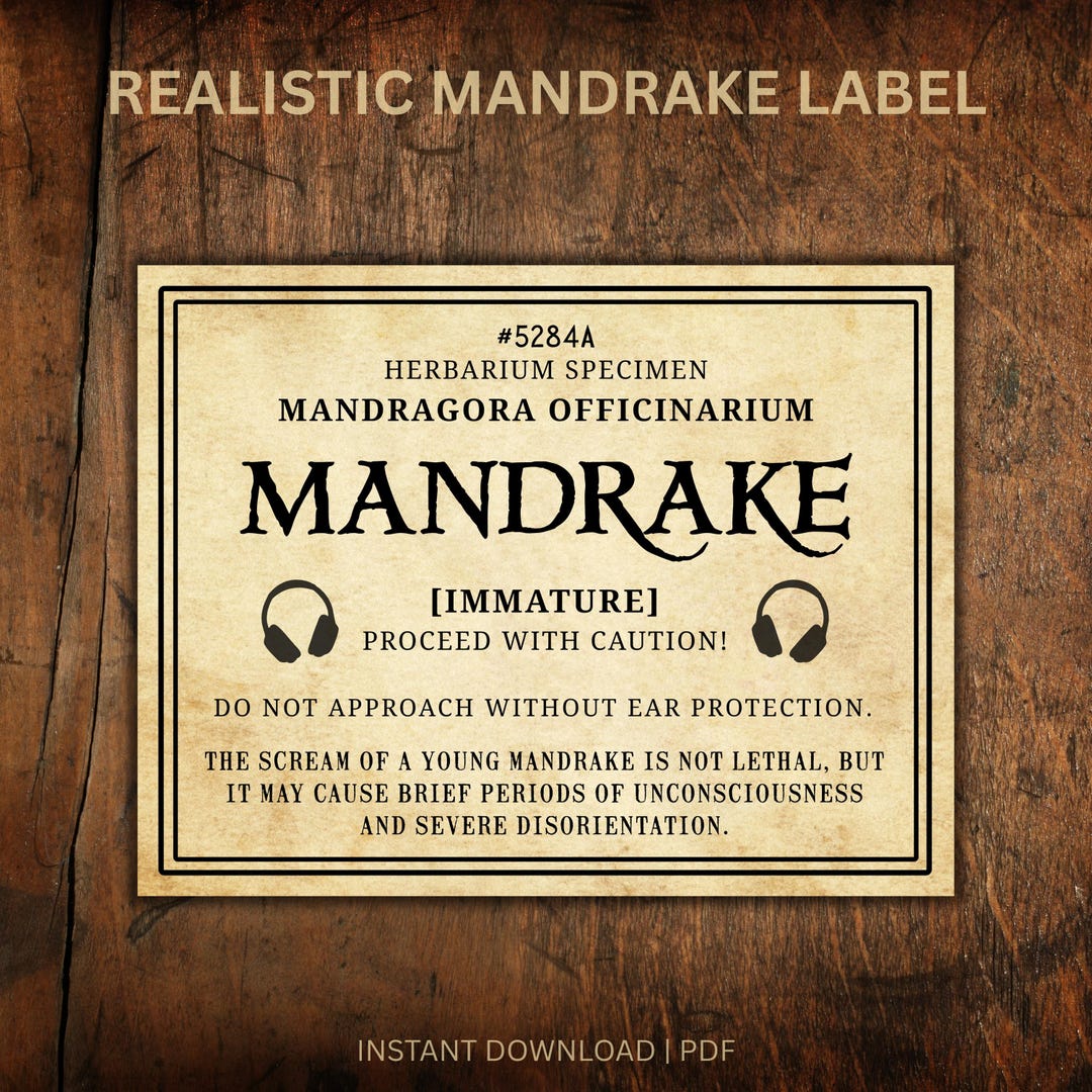Printable Mandrake Potion Label – Wizard Herbology Sticker (digital ...
