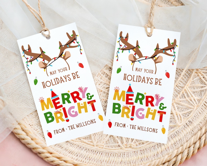 Christmas Gift Tags Printable, Holiday Gift Label Template, Merry and ...
