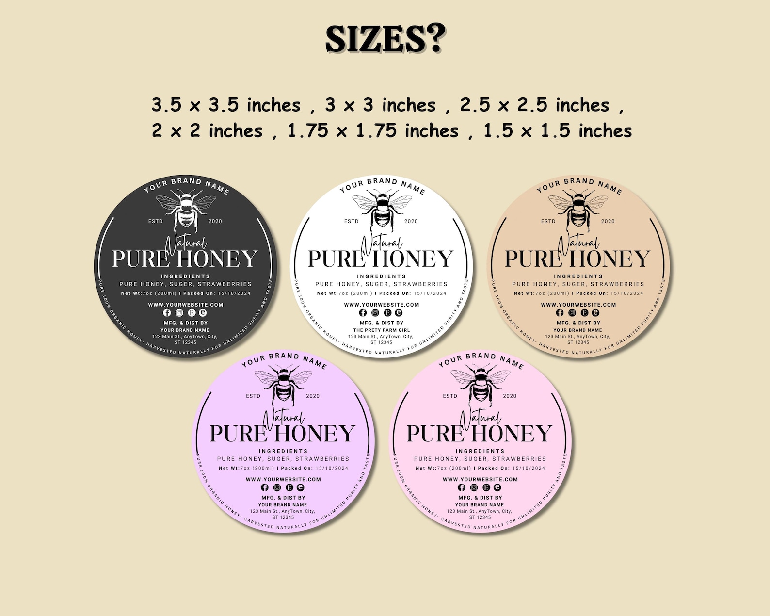 Editable Honey Labels Template | Homemade Product Label, Mason Jar ...