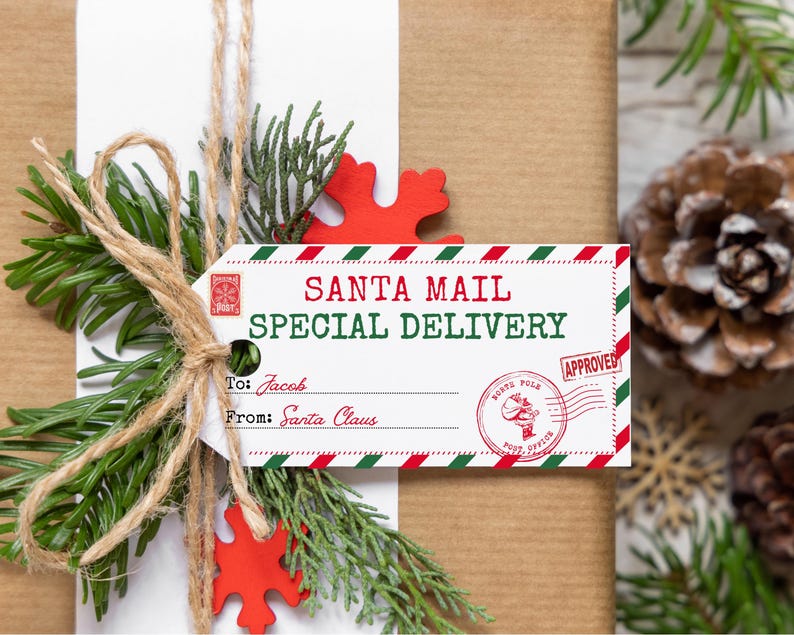 From Santa Gift Tags, Printable Christmas Tags, Editable Santa Mail ...