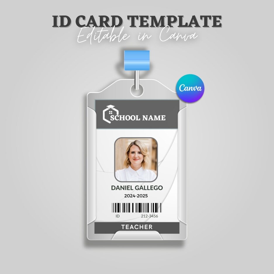 Teacher ID Card Template, School & Homeschool Identity Card, Teacher ...