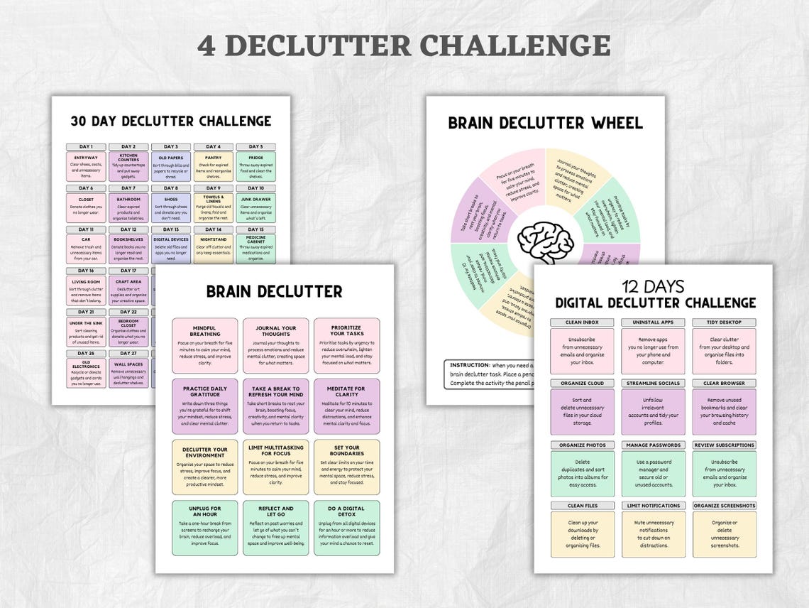 ADHD Declutter Planner | Home Organization Checklist & Workbook ...