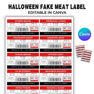 Editable Halloween Meat Labels: Funny Prank Stickers (print at Home ...