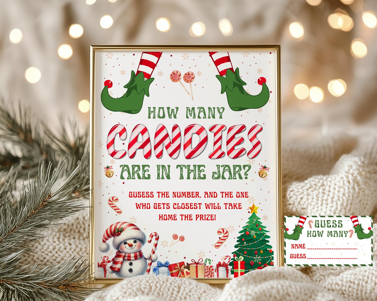 Printable Christmas Candy Guessing Game, Guess How Many Candies Sign ...