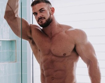 Handsome Bodybuilder Sexy Muscle Jock Hunk Hot Buff Alpha Male Man 4x6 Glossy Photo Poster Print ...