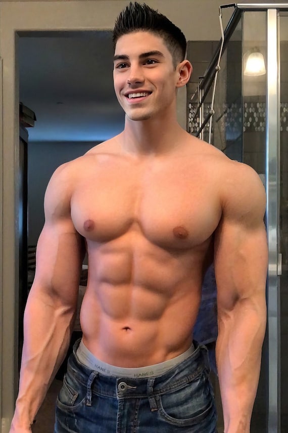 Handsome Bodybuilder Sexy Muscle Jock Hunk Hot Buff Alpha Male Etsy