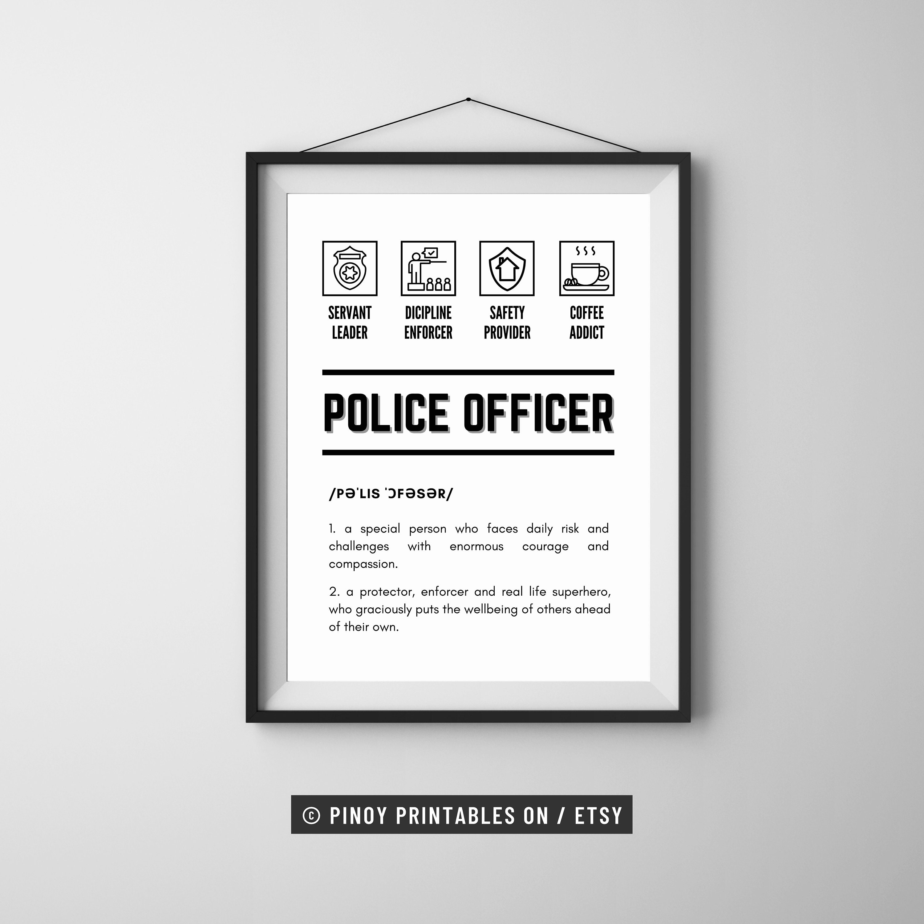 Police Officer Definition Wall Art Digital Print, Dictionary Artwork ...